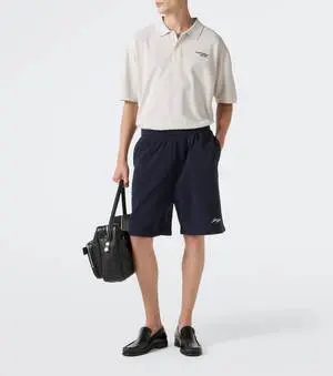 Acne Studios Logo Embroidered Cotton Fleece Shorts