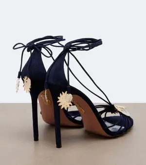 AQUAZZURA Night Stars Embellished Suede Sandals