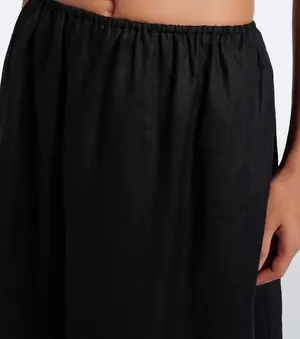 Posse Alfie Embroidered Linen Midi Skirt