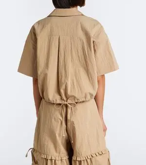 GANNI Cropped Cotton-blend Shirt