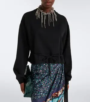 Dries Van Noten Cropped Cotton Jersey Sweatshirt