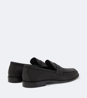 Manolo Blahnik Croc-effect Leather Penny Loafers