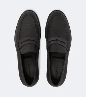 Manolo Blahnik Croc-effect Leather Penny Loafers