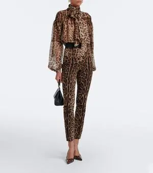 Dolce & Gabbana Lollo Leopard-print Leather Slingback Pumps