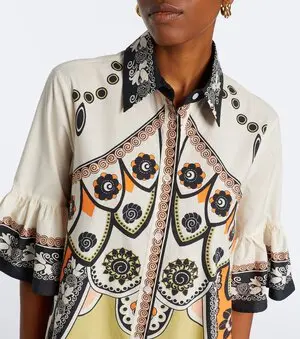 La DoubleJ Printed Tiered Cotton Poplin Minidress - Multicoloured