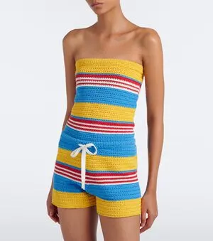 Posse Tammy Striped Cotton Strapless Top