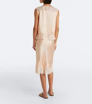 DÔEN Elowette Lace-trimmed Silk Satin Slip Skirt - Pink