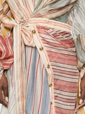 Zimmermann Rebellion Linen And Silk Striped Maxi Dress