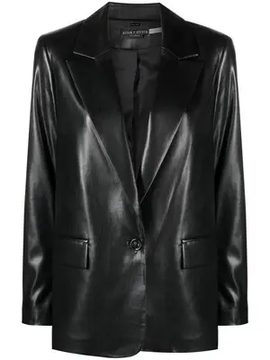 Alice + Olivia Faux Leather Blazer Jacket - Black
