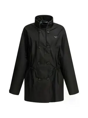 Prada Double-breasted Drawstring Coat - Black
