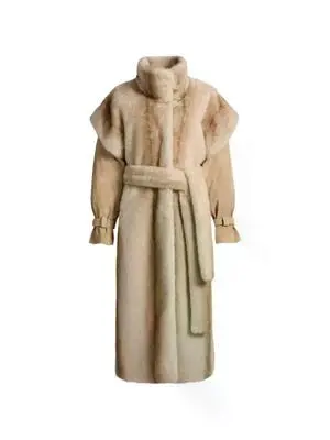 DUCIE Harper Suede-panel Coat - Neutrals