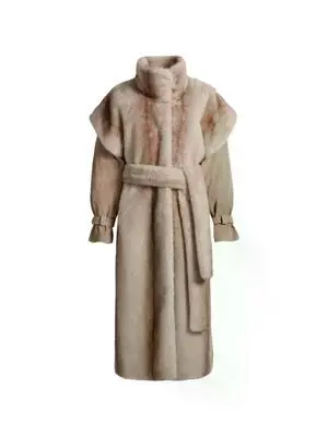 DUCIE Harper Suede-panel Coat - Neutrals