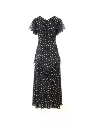 Rixo Evie Bohemia Polka Dot Silk Maxi Dress - Blue