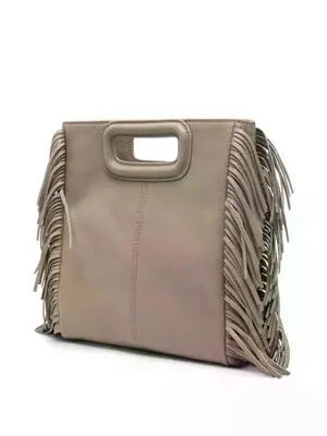Maje M Fringed Grained-leather Tote Bag