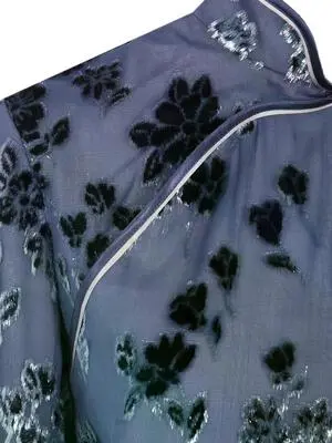 PIERRE-LOUIS MASCIA Floral-devoré Mandarin-collar Midi Dress
