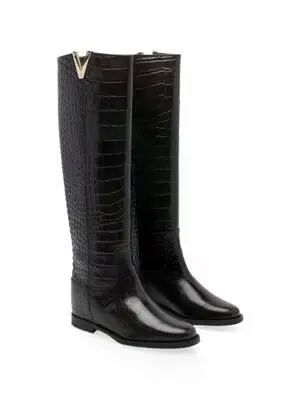 VIA ROMA 15 Croc-effect Vlogo Boots