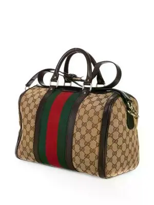 Gucci Gg Supreme Web Stripe Tote Bag - Neutrals