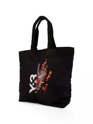 Y3 Yaksha Graphic Print Tote Bag - Black