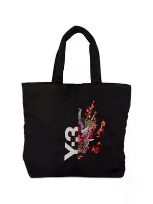Y3 Yaksha Graphic Print Tote Bag - Black