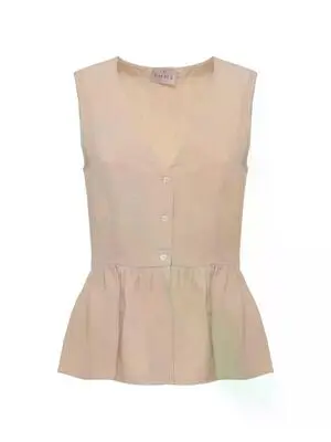 EMME V-neck Ruffled Top - Neutrals