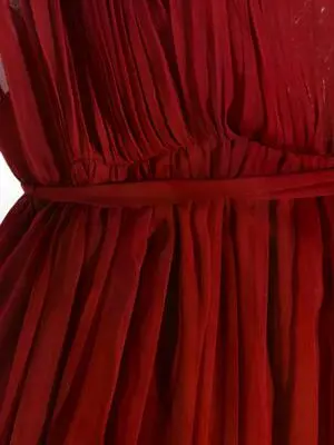 Alberta Ferretti Pleated Silk-chiffon Maxi Dress - Red