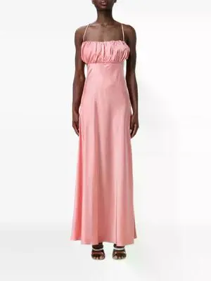 HANITA Ruched-bodice Satin Maxi Dress