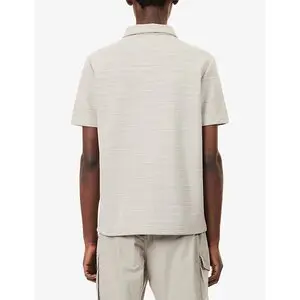 ARNE Cavour Textured Zip Woven Polo Shirt - Stone