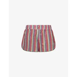 Oseree Lumiere Metallic Stretch-woven Shorts - Rose Multi