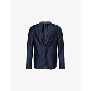 Emporio Armani Tropical Single-breasted Wool And Silk-blend Blazer - Total Eclipse