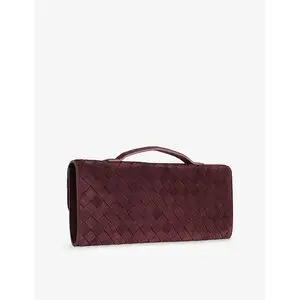 Bottega Veneta Andiamo Suede Clutch Bag - Deep Mahogany