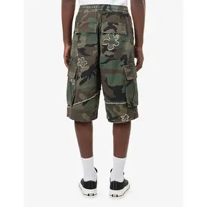 NAHMIAS Floral Embroidered Camouflage Cotton Cargo Shorts