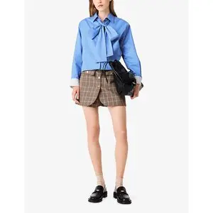 Maje Pussy-bow Long-sleeved Cotton Shirt
