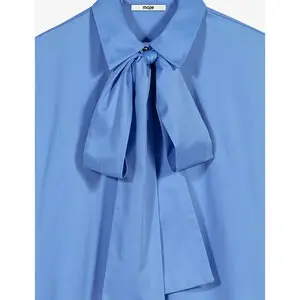 Maje Pussy-bow Long-sleeved Cotton Shirt