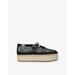 Alaïa Fishnet Mesh-leather Espadrilles - Black