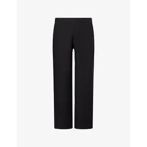 Emporio Armani Jacquard Relaxed-fit Woven Track Bottoms - Square Pattern Black