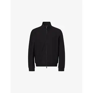 Emporio Armani Zip High-neck Cotton-blend Track Jacket - Square Pattern Black