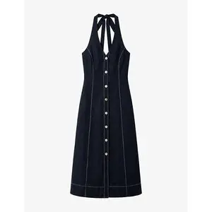 OMNES Octavia Halter Linen-blend Midi Dress