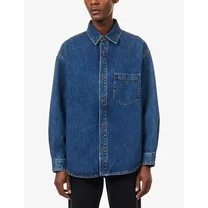 Emporio Armani Logo-embroidered Cotton Denim Overshirt