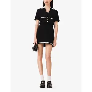 Maje Two-in-one Tweed Cotton-blend Mini Dress