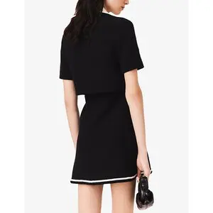 Maje Two-in-one Tweed Cotton-blend Mini Dress