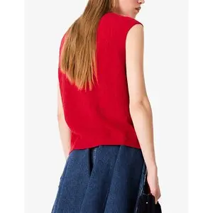 Maje Sleeveless Cable-knitted Wool And Cashmere Top