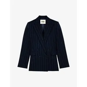 Maje Pinstriped Double-breasted Woven Blazer