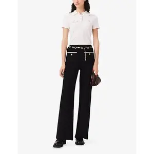 Maje Straight-leg High-rise Tweed Cotton-blend Trousers