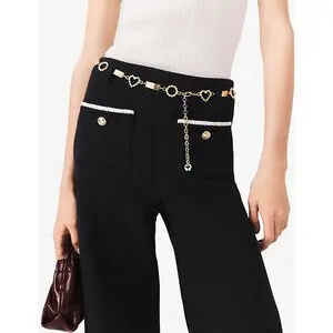 Maje Straight-leg High-rise Tweed Cotton-blend Trousers