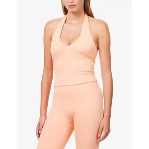 SISTERLY TRIBE Halterneck Logo Stretch-jersey Top