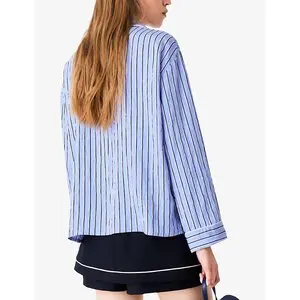 Maje Striped Embroidered Woven Shirt