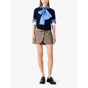 Maje Short-sleeved Rhinestone-embellished Wool-blend Jumper