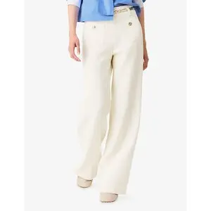 Maje High-rise Straight-leg Tweed Cotton-blend Trousers
