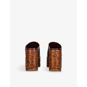 Chloé Brand-print Leather Wedge Heeled Mules