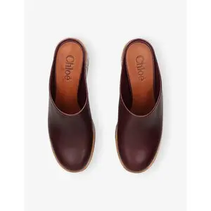 Chloé Brand-print Leather Wedge Heeled Mules